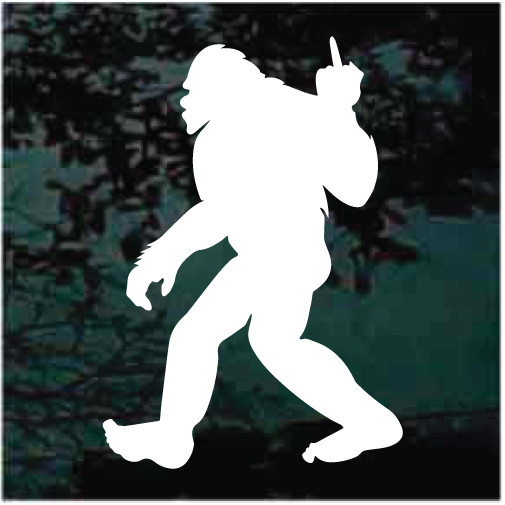 Sasquatch Flipping The Bird Decals & Stickers for Cars, Trucks, & Windows