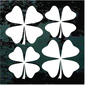 Four Leaf Clover Set of 4 Window Decal and Car Sticker Design 02