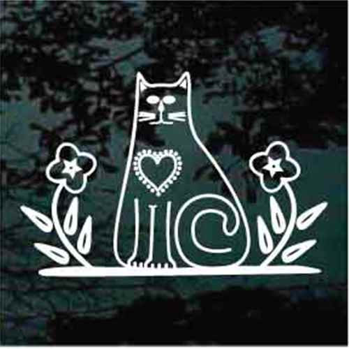 Folk Art Cat Decals Stickers for Cars Trucks Windows