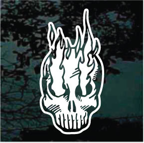 Flaming Skull Decal & Window Sticker Design 03