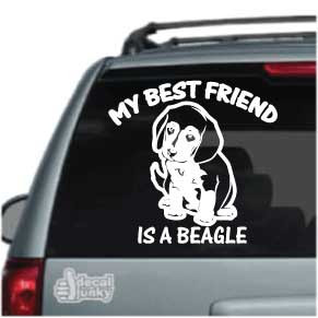 Best Friend Beagle Puppy Sitting Car Decals & Stickers | Decal Junky