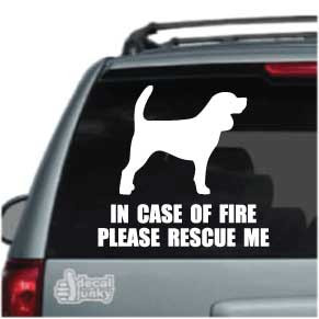 Fire Rescue Beagle Car Decals & Window Stickers | Decal Junky