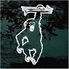 Hanging Chimpanzee Car Decals & Window Stickers | Decal Junky