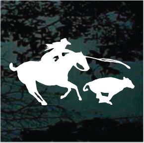 Girl Calf Roping Decals & Window Stickers