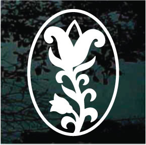 Decorative Flower Oval Decals & Window Stickers Design 03