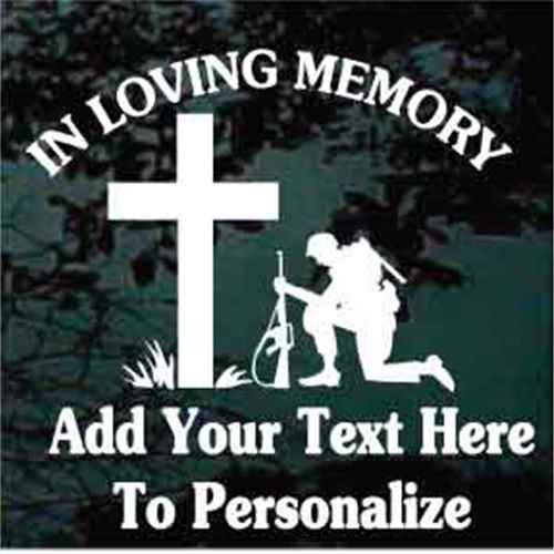 Armed Soldier Praying At The Cross Memorial Decals | Decal Junky