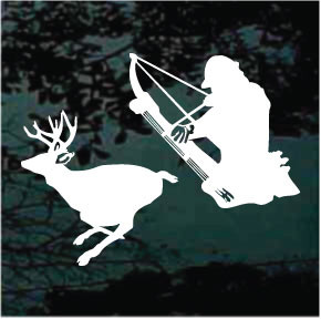 Bowhunter Shooting Deer Car Decals & Stickers | Decal Junky