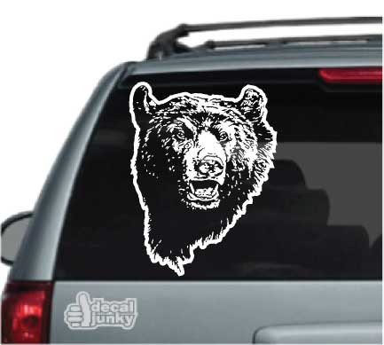 Grizzly Bear Face Car Window Decals & Stickers | Decal Junky