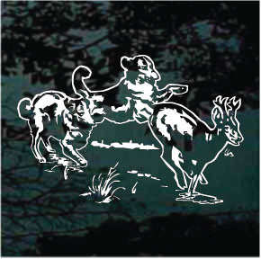 Deer Hunting Dogs Chasing Buck Decals Stickers for Cars Trucks Windows