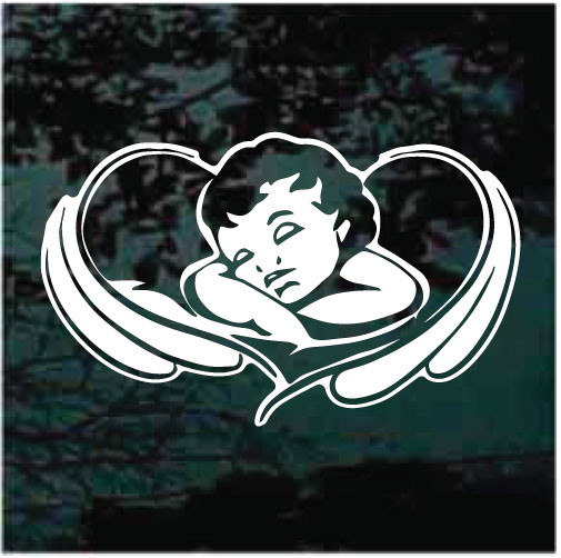 Baby Angel Wings Heart Memorial Car Decals Stickers