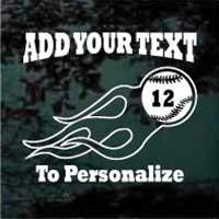 Personalized Flaming Softball Decals Stickers for Cars Trucks Windows