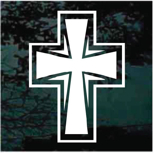 Outlined Christian Cross Car Decals & Window Stickers | Decal Junky