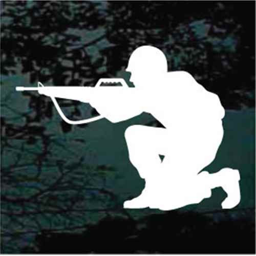 Combat Soldier Aiming Rifle Decals & Stickers for Cars, Trucks, & Windows
