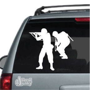Combat Soldiers with Rifles Car Window Decals & Stickers | Decal Junky
