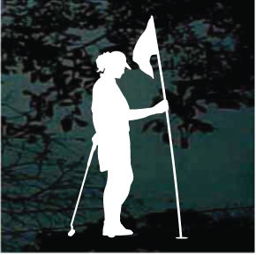 Lady Golfer With Golf Flag Decals Stickers for Cars Trucks Windows