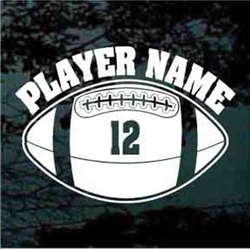 Solid Football Player Name Number Car Decals & Stickers | Decal Junky