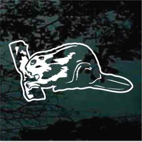 Beaver Gnawing A Log Car Window Decals & Stickers | Decal Junky