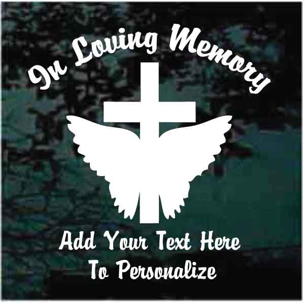 Cross With Angel Wings Memorial Decals & Stickers | Decal Junky