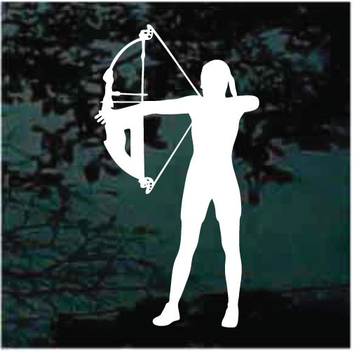 Girl Hunting With Bow & Arrow Car Decals & Stickers | Decal Junky