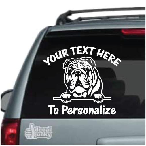 Olde English Bulldog Peeking Car Window Decals | Decal Junky