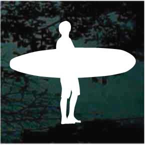 Classic Surfer Holding Surfboard Decal | Decal Junky