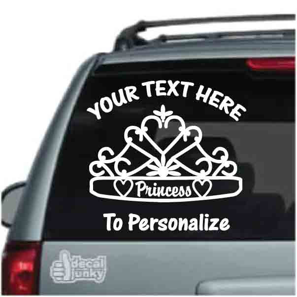 Decorative Heart Princess Tiara Car Window Decals | Decal Junky
