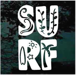 Decorative Surf Vinyl Lettering Car Window Decals | Decal Junky