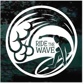Ride The Wave Surfing Decal & Window Sticker | Decal Junky