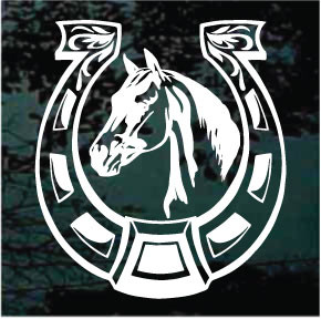 Nice Horse Head In Horseshoe Car Decals & Stickers | Decal Junky