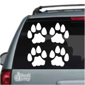 Set of 4 Cat Paw Prints Decals & Car Window Stickers | Decal Junky