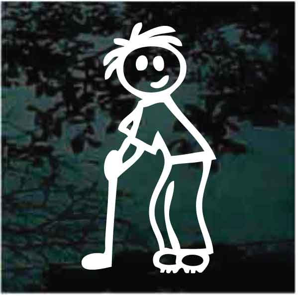 Stick Family Boy Golfer Car Decals & Window Stickers | Decal Junky