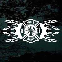 Tribal Maltese Cross Fire Dept. Car Decals & Stickers | Decal Junky