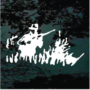 Hunter In Grass With Gun Decals Stickers for Cars Trucks Windows