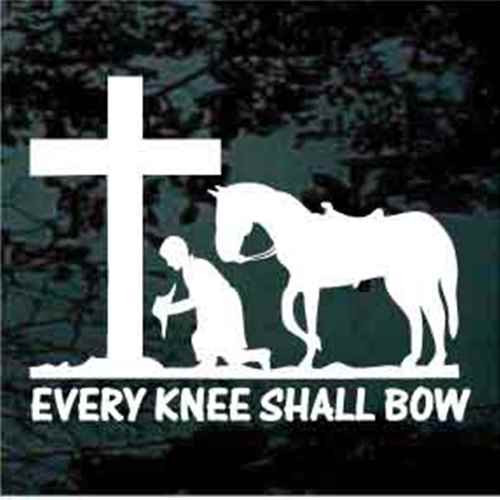 Cowboy Praying at the Cross Every Knee Shall Bow Custom Decals