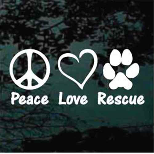 Peace Love Rescue Decals & Car Window Stickers | Decal Junky