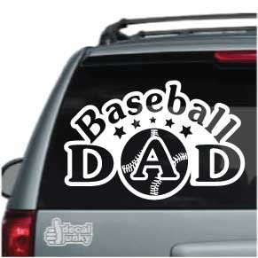 Baseball Dad With Stars Car Decals & Window Stickers | Decal Junky