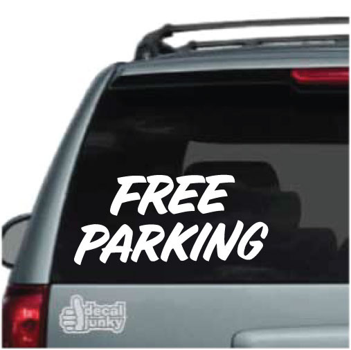 Free Parking Vinyl Lettering Decals & Stickers | Decal Junky