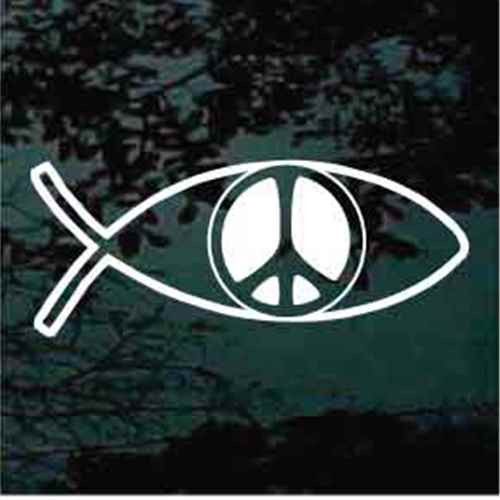 Christian Fish With Peace Sign Car Window Decals - Decal Junky