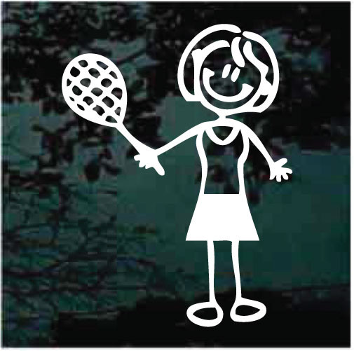 Stick Family Girl Tennis Player Holding Tennis Racquet Decals | Decal Junky