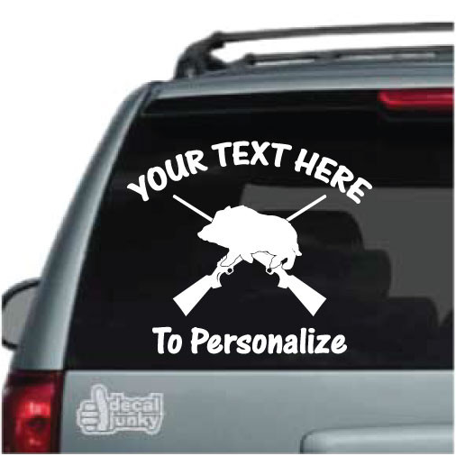 Wild Boar With Rifles Crossed Hog Hunting Decals & Stickers | Decal Junky