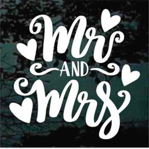 Mr. & Mrs. Hearts Decals & Stickers for Cars, Windows, & Walls
