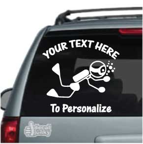Stick Figure Scuba Diver Decals & Car Window Stickers | Decal Junky