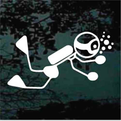 Stick Figure Scuba Diver Decals & Car Window Stickers | Decal Junky