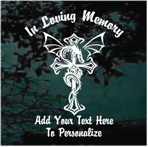Dragon Cross Memorial Car Window Decals & Stickers | Decal Junky