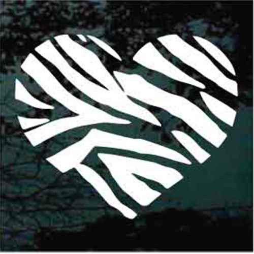 Zebra Heart Decals Stickers for Cars Trucks Windows