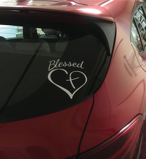 Blessed Heart Cross Car Window Decals & Stickers | Decal Junky
