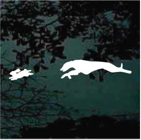 Greyhound Chasing Rabbit Decals & Car Window Stickers | Decal Junky