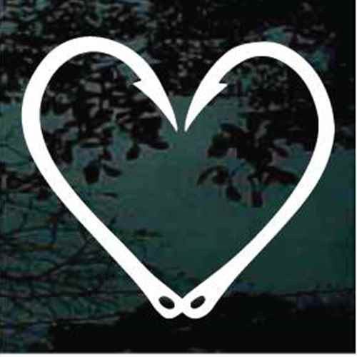 Fish Hooks Heart Decals & Window Stickers