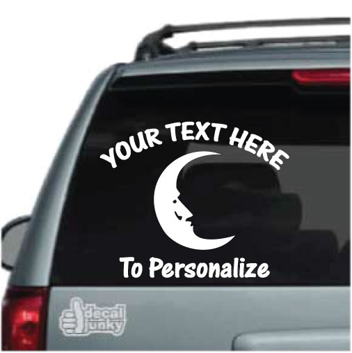 Crescent Moon With Face Car Decals & Window Stickers | Decal Junky