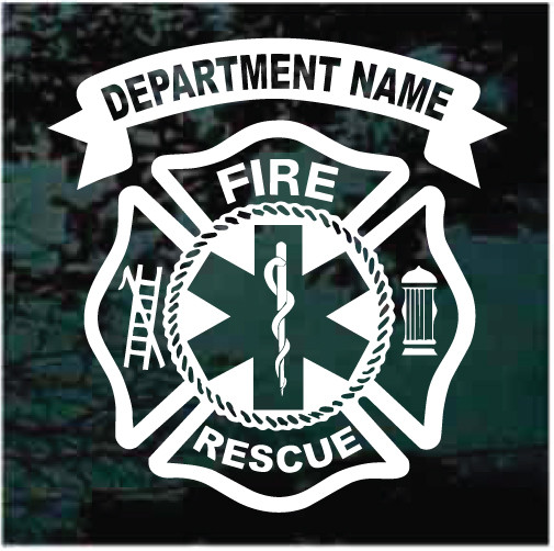 Custom Fire Rescue Maltese Cross Fire Department Decals Stickers